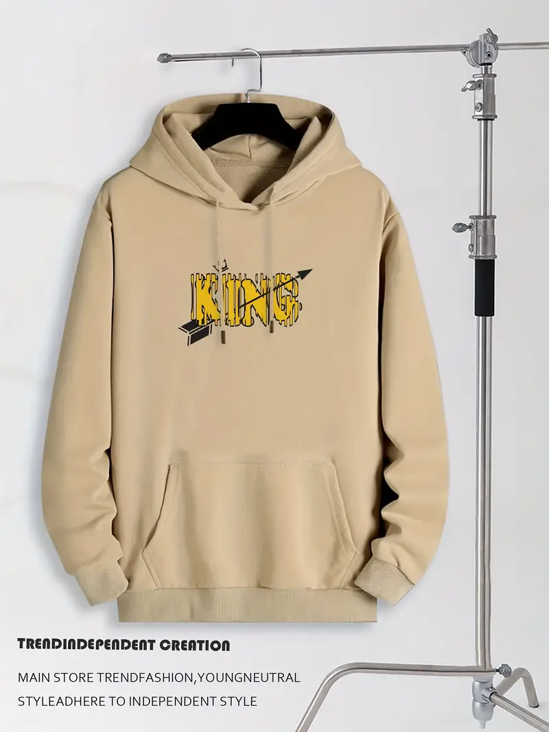King Print Hoodies For Men Graphic Sweatshirt With Kangaroo Pocket