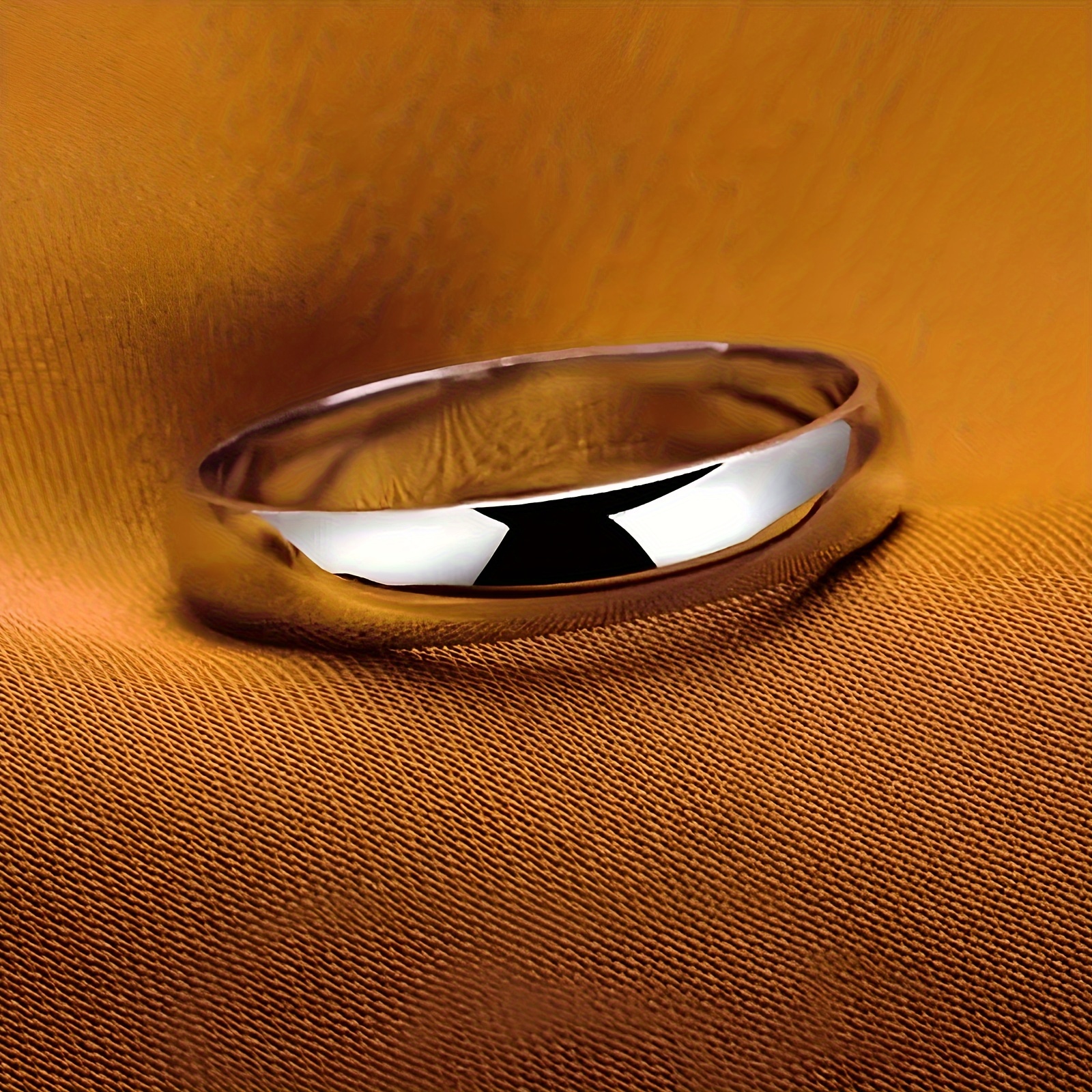 925 Sterling Silver Band Ring Plated Polished Surface - Temu United Kingdom