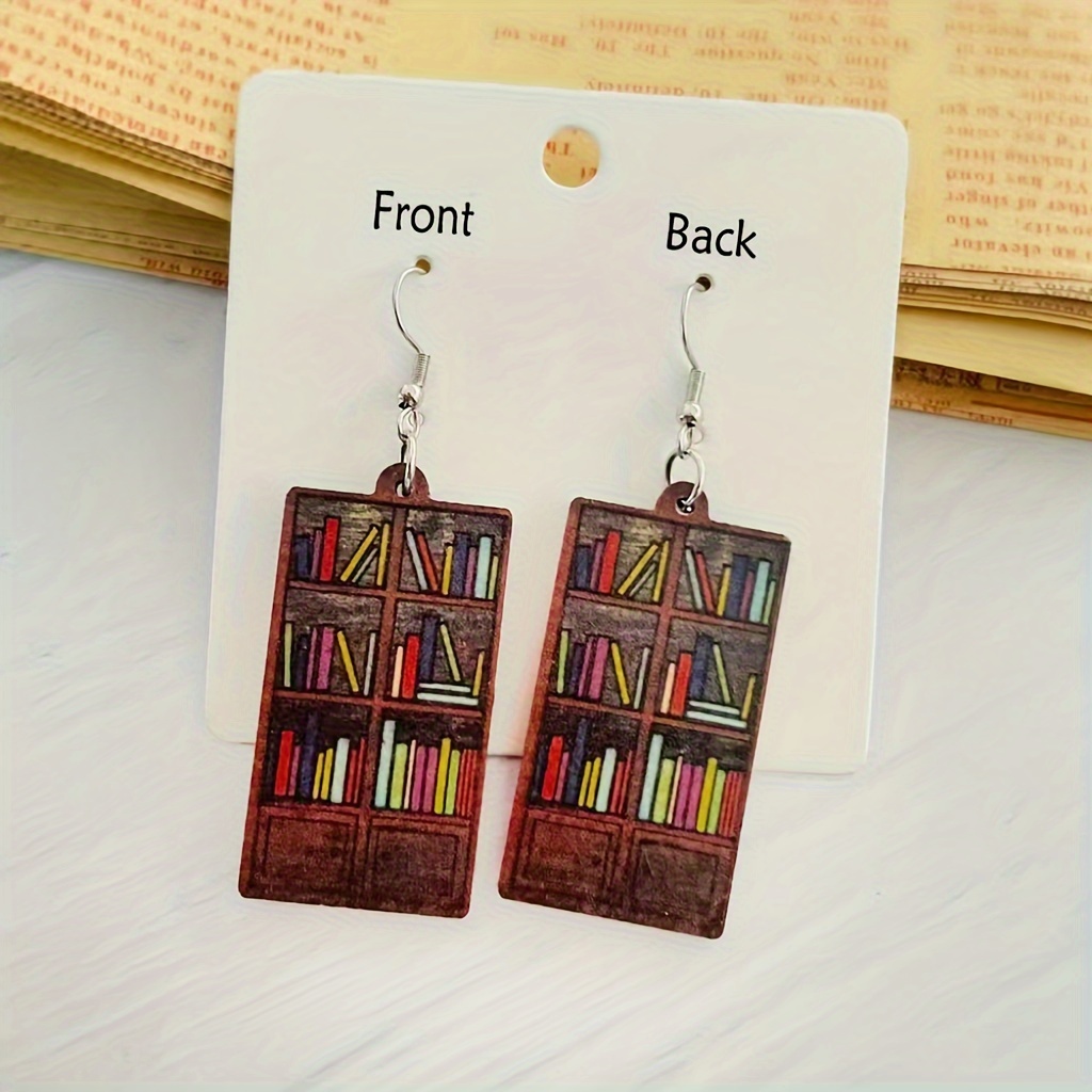 Colorful Books/ Book Shelf Design Dangle Earrings Cartoon - Temu Denmark