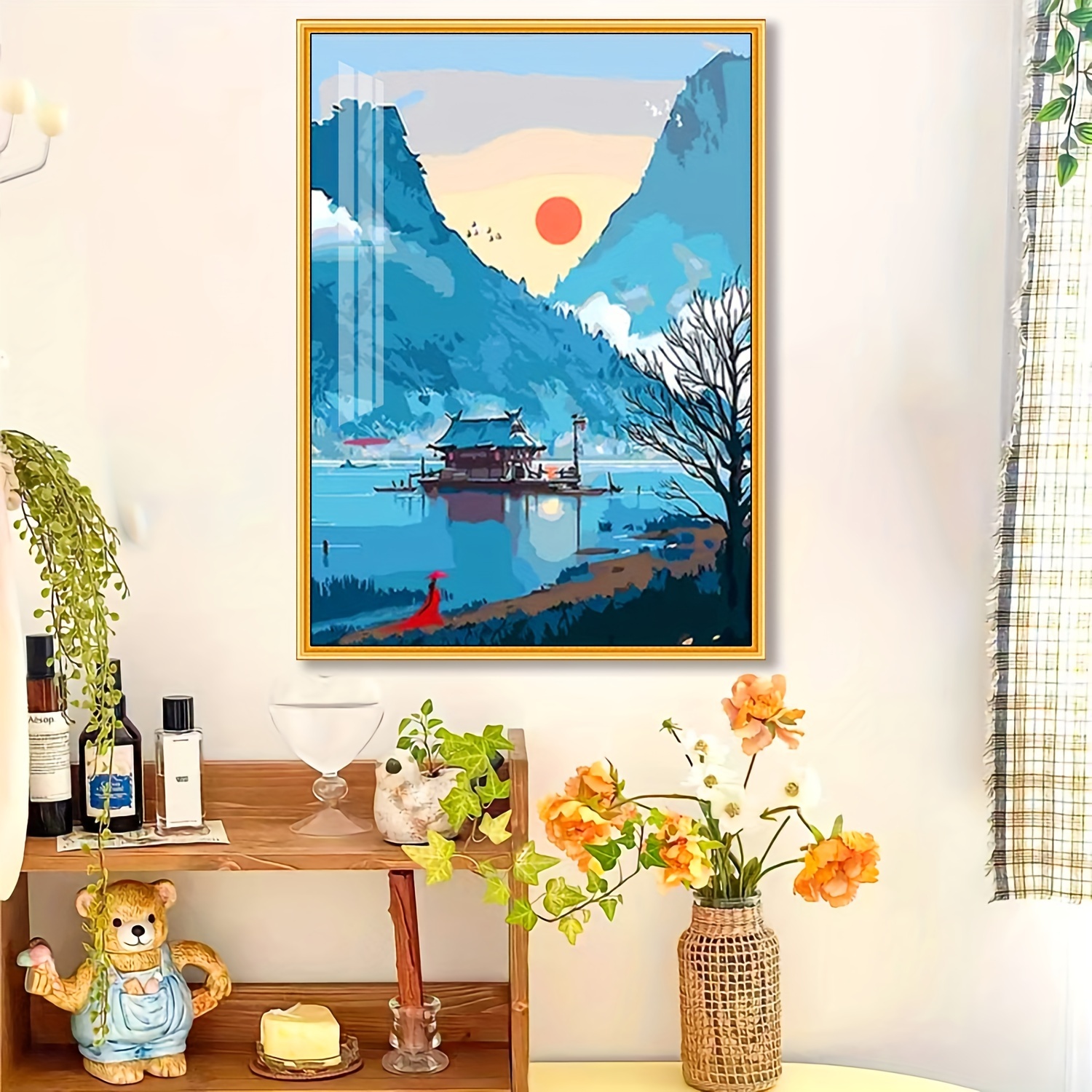 Diy Cross Stitch Kit Boat In Mountain Rive Pattern Cross - Temu Philippines