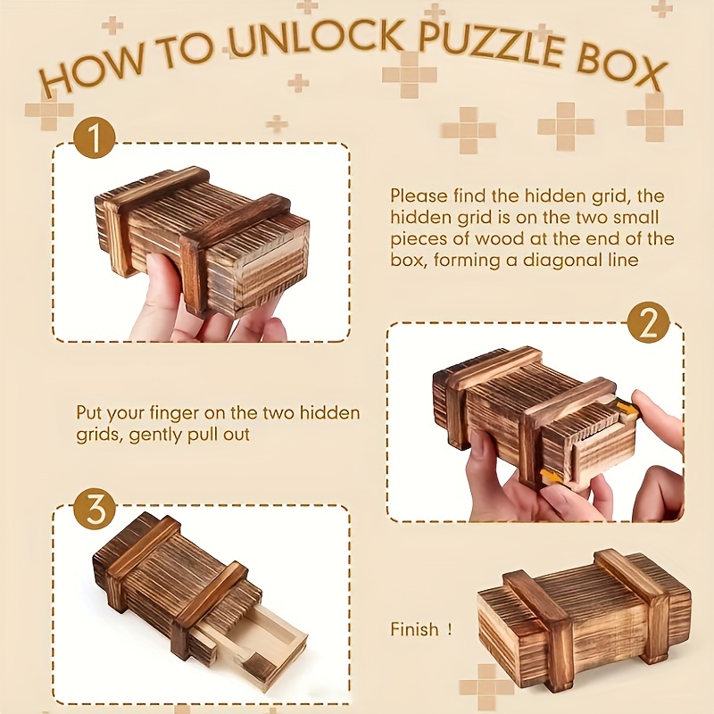 Rustic Wooden Secret Puzzle Box Brainstorming 3d Puzzle Lock - Temu