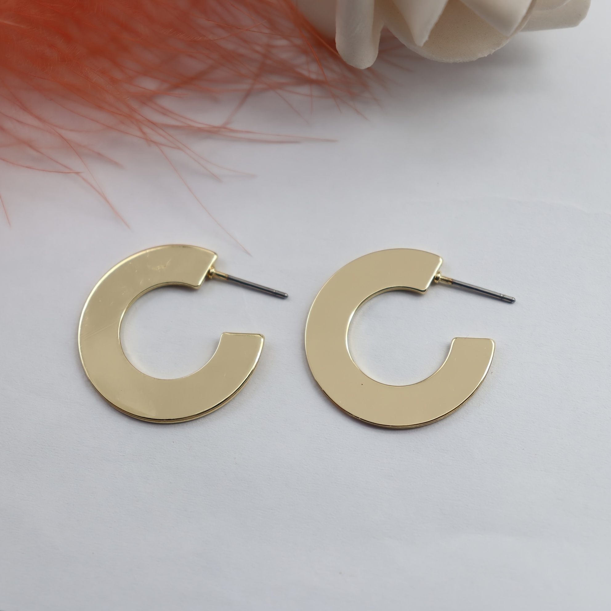 Unique C Shaped Hoop Earrings Alloy Jewelry Elegant Vintage - Temu ...