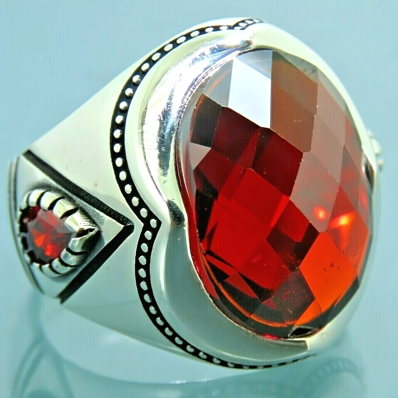 Stylish Luxurious Retro Heart shaped Red Cubic Zirconia Ring - Temu ...