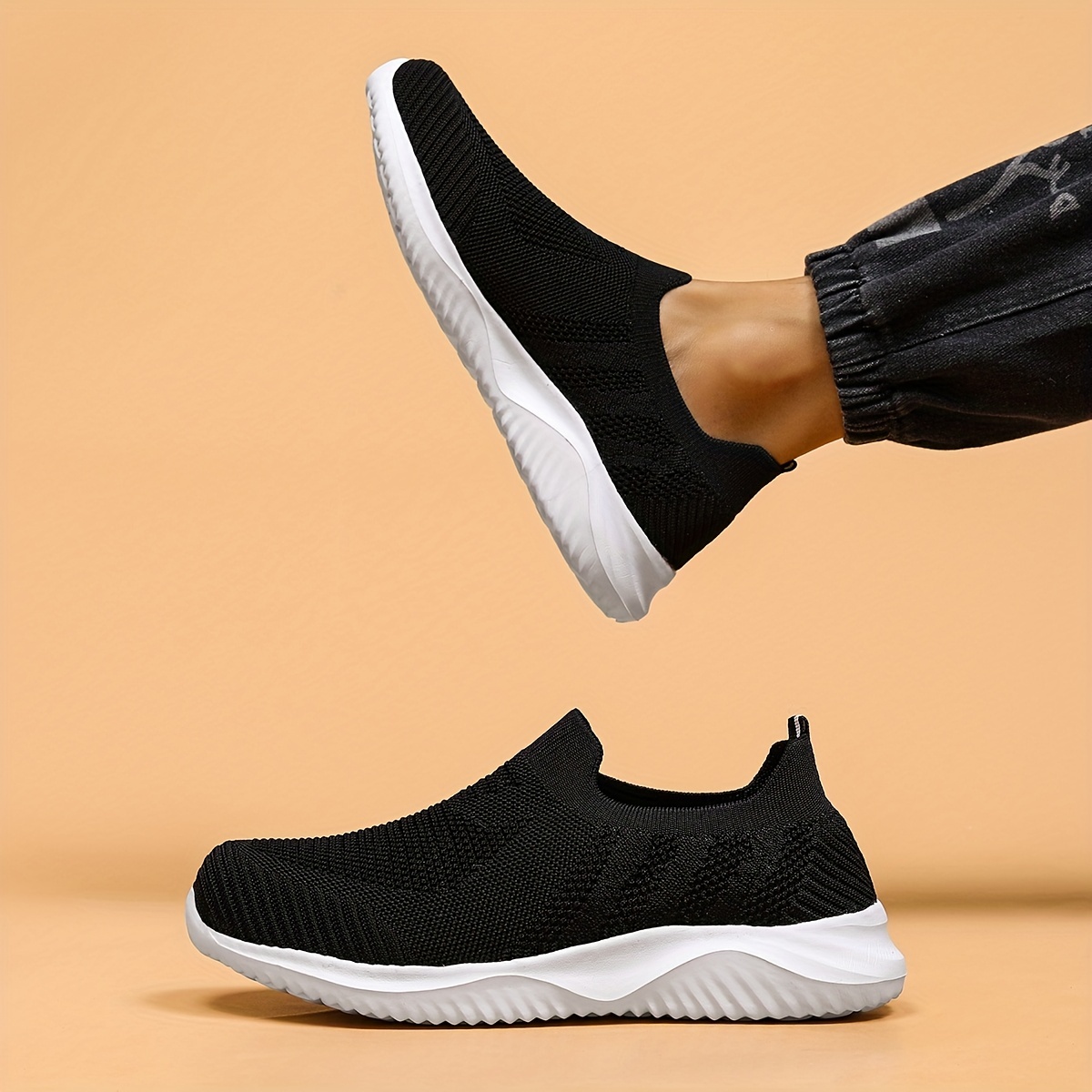 Mens Knit Breathable Sock Shoes Shock Absorption Comfy Sneakers Summer ...