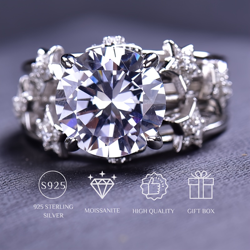 5.0 Carat Moissanite Ring 925 Sterling Silver Ring Suitable - Temu ...