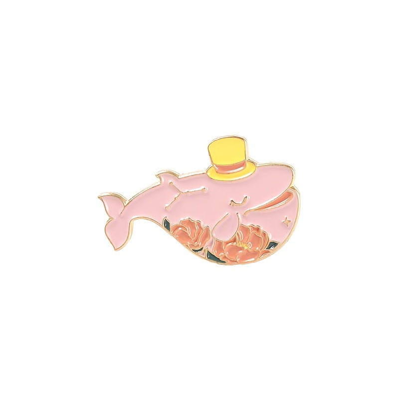 Whale Enamel Pins Sea Animal Brooches Flower Ocean Wave - Temu United ...