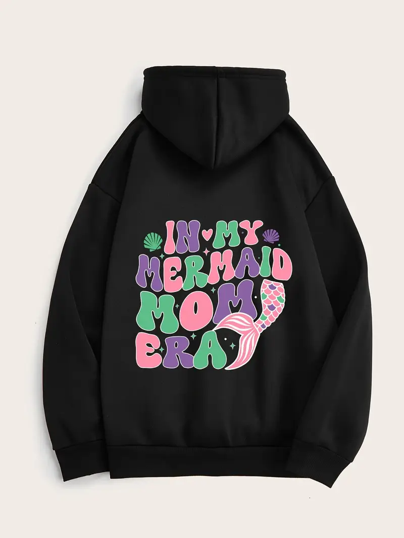 Letter Print Drawstring Hoodie Casual Long Sleeve Kangaroo Temu Ireland
