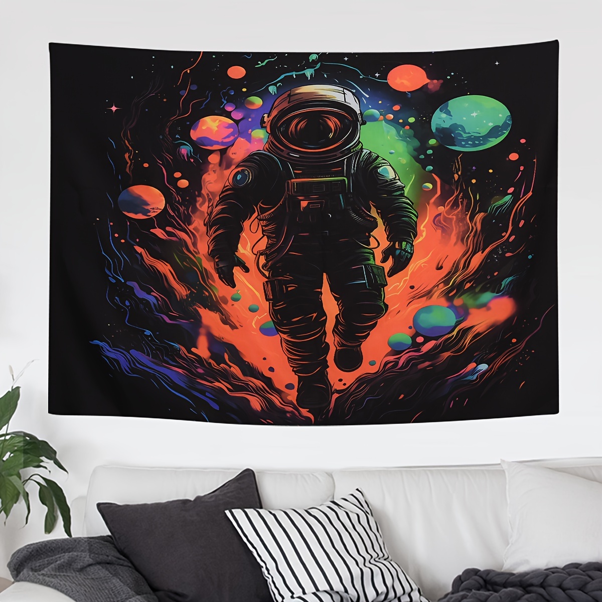 Colorful Astronaut Tapestry Abstract Geometric Polyester - Temu Canada