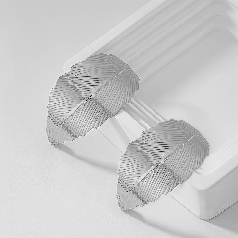 Creative Large Metal Leaf Design Stud Earrings Iron 14k - Temu United ...