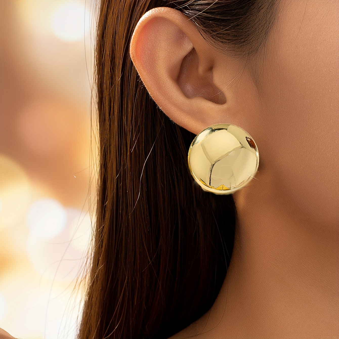 Monochrome Glossy Stud Earrings Personalized Round Triangle - Temu ...