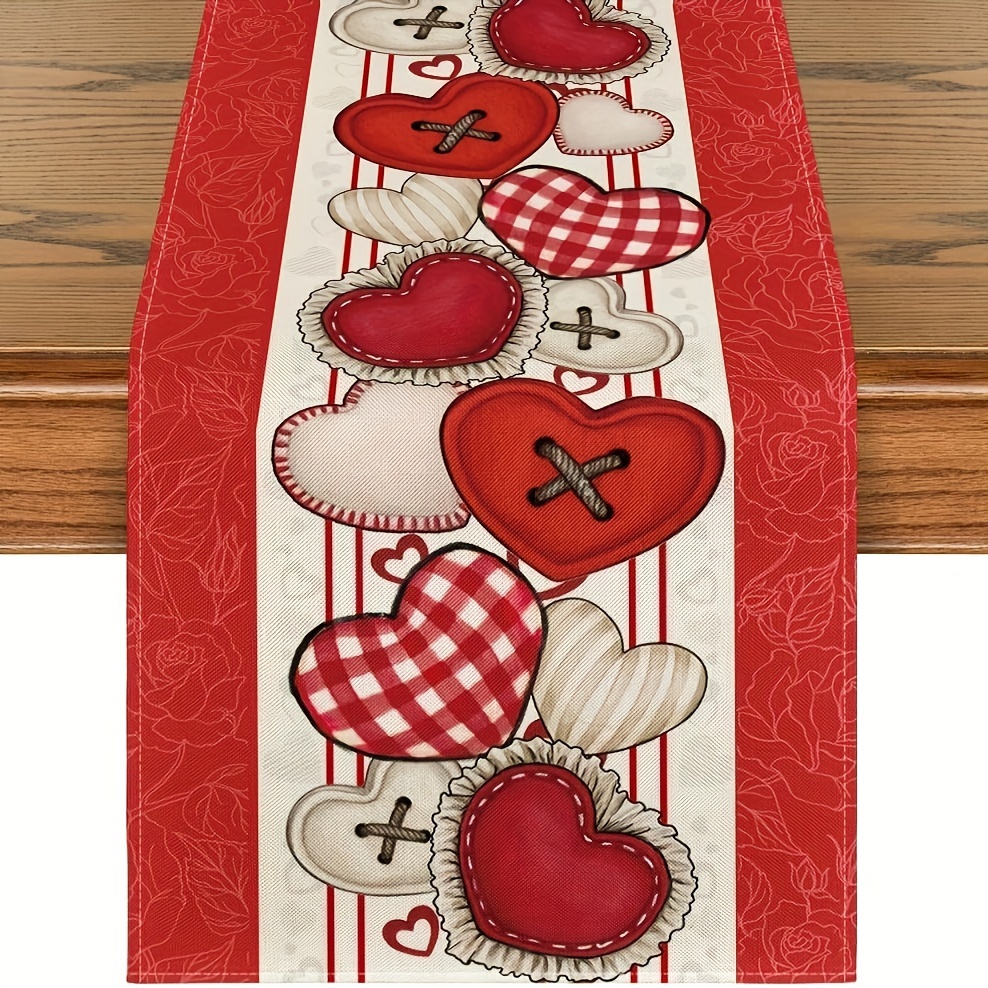 table runner happy valentine's day table runner love heart - Temu Ireland