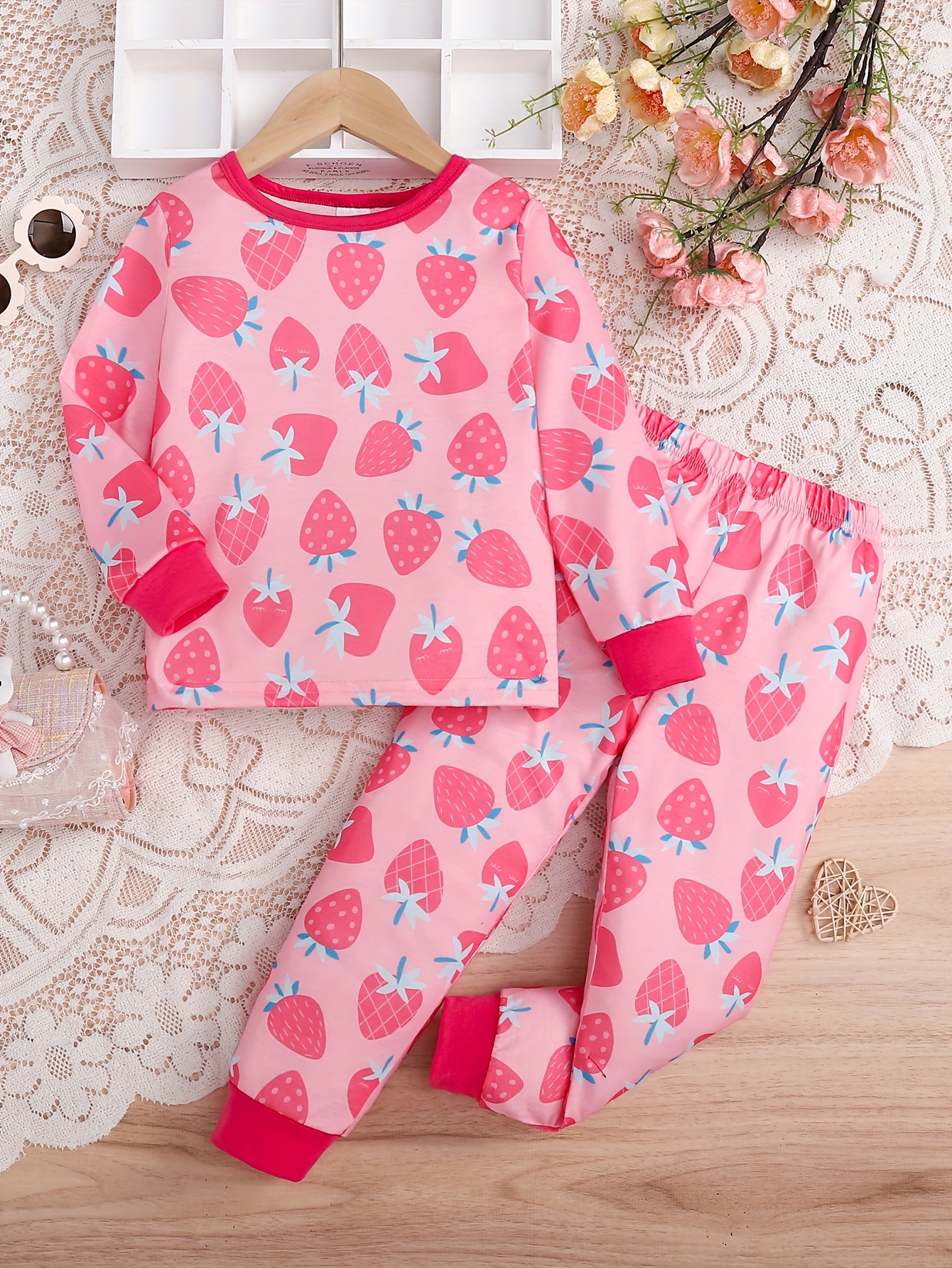 Toddler Kid Girls Trendy Pajama Sets Allover Cartoon - Temu South Africa