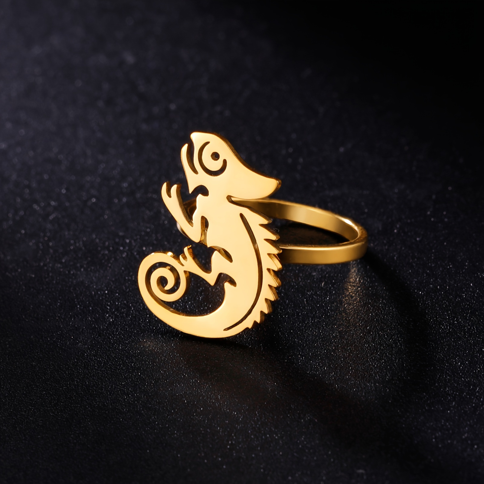 Punk Style Ring Made Stainless Steel Special Lizard Design - Temu ...