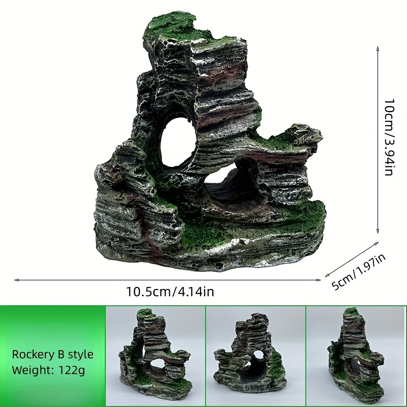 1pc resin mountain fish decoration aquarium ornament rock hiding cave ...