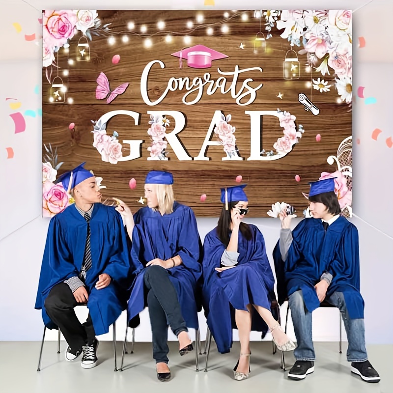 Graduation Party Background Banner Class 2024 Flowers Wood - Temu Canada