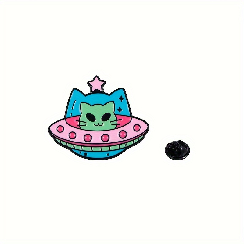 Alien Cat Badge Brooch, Ufo Flying Saucer Animal Brooch - Temu United ...