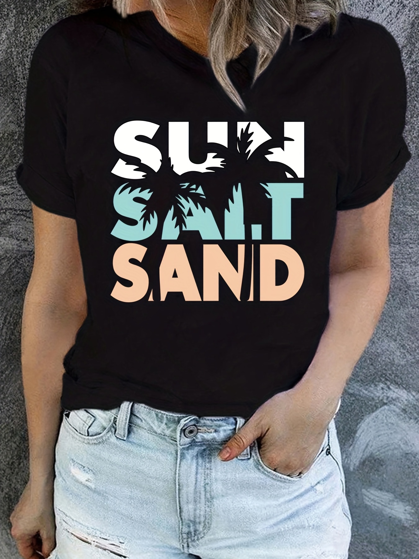 Tシャツ バケーションクルーネック半袖夏tシャツ 女性服装 Temu Japan