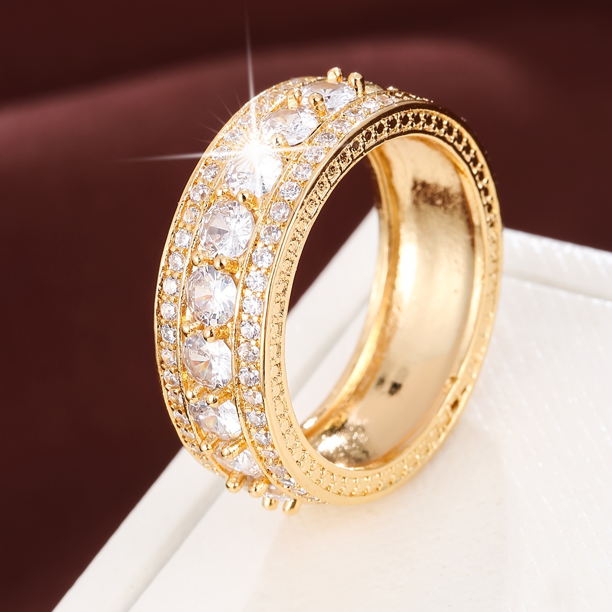 Chic Band Ring Paved Shining Zirconia Pick A Color U Prefer - Temu ...