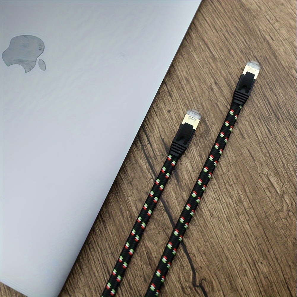 Cat 7 이더넷 케이블 평면 고속 이더넷 인터넷 케이블 26awg 편조 네트워크 코드 Rj45 차폐 실내 Temu