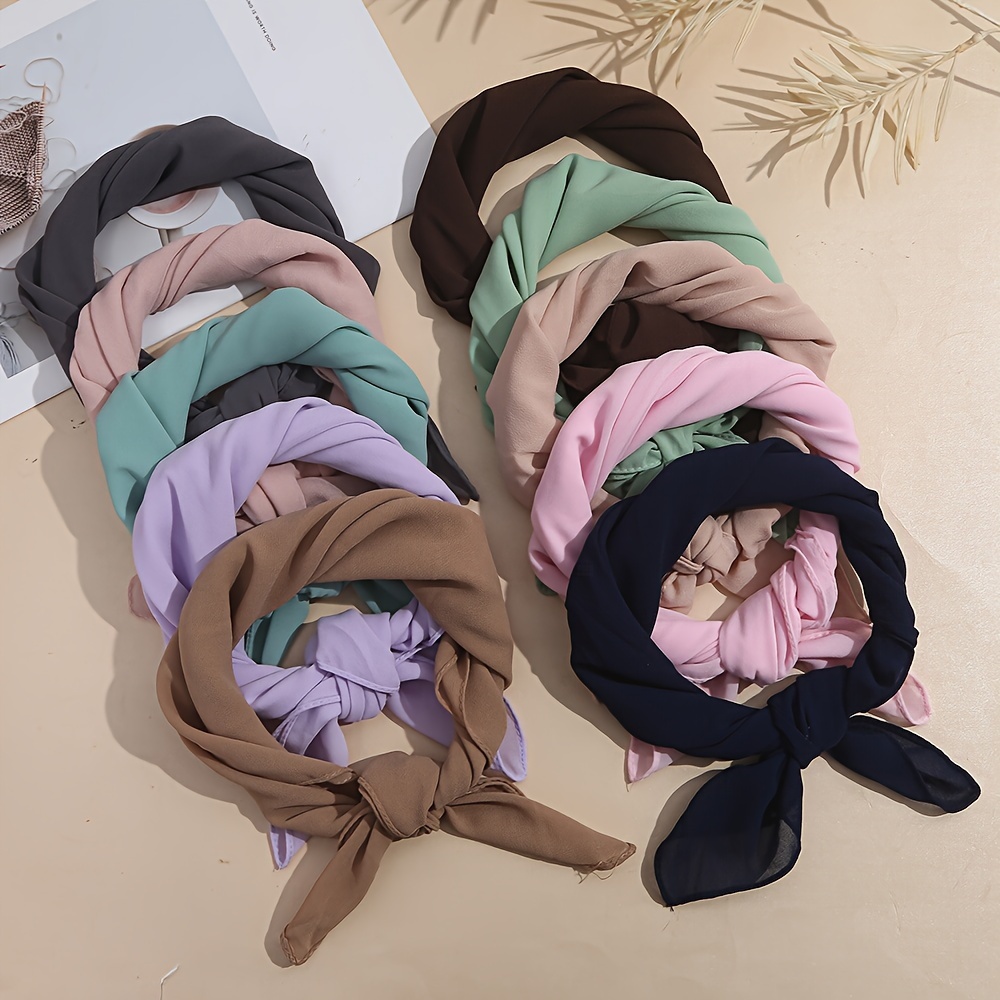 Solid Color Chiffon Square Scarf Simple Thin Breathable - Temu Ireland