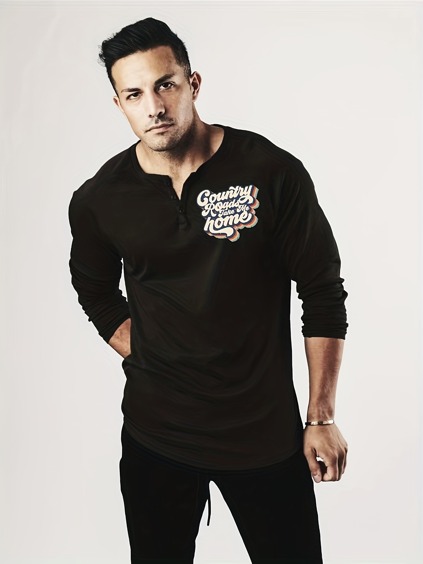 Plus Size Mens Henley Long Sleeve Shirts Casual Art Letters Temu New