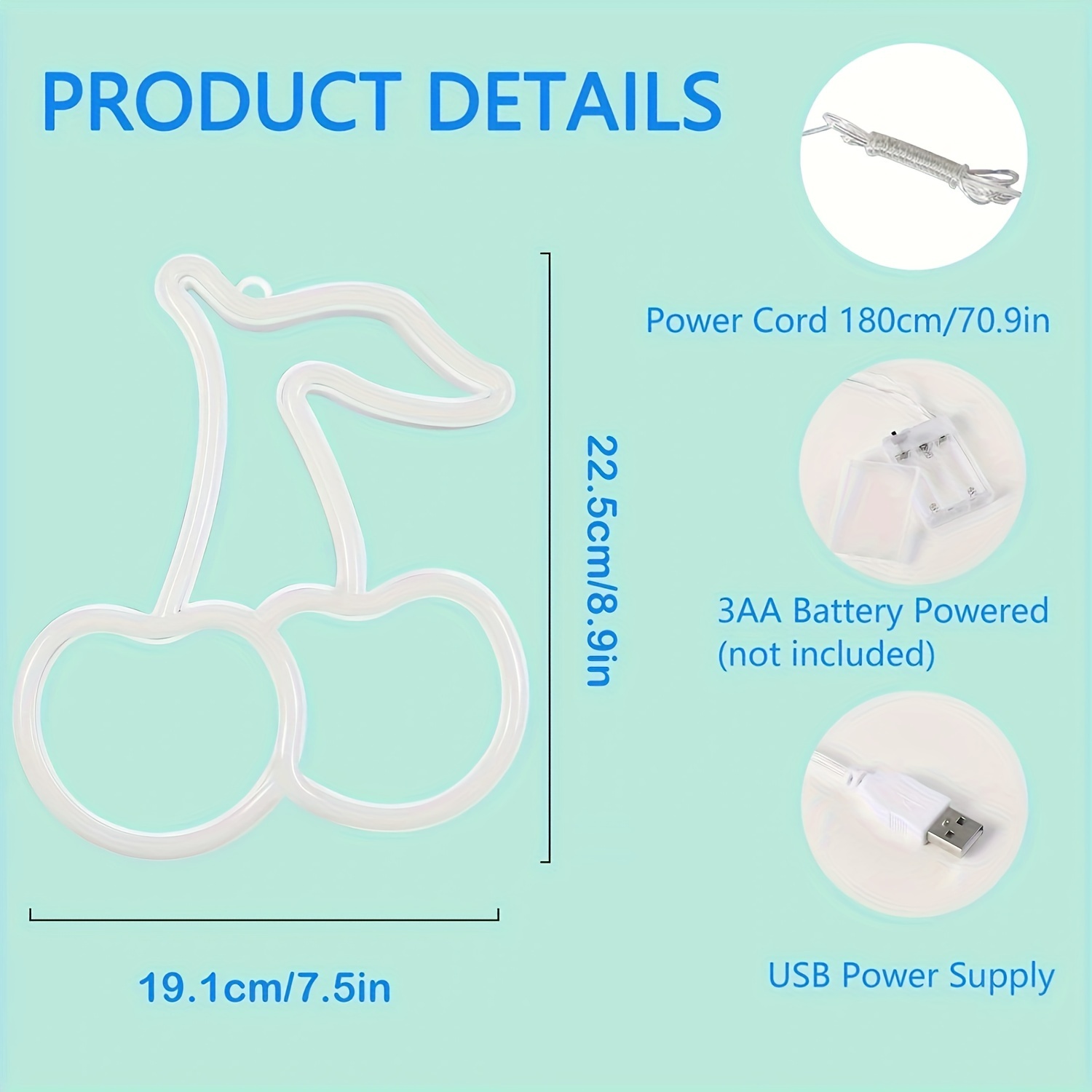 Cherry Neon Sign Red Green Cherries Neon Lights Cherry - Temu