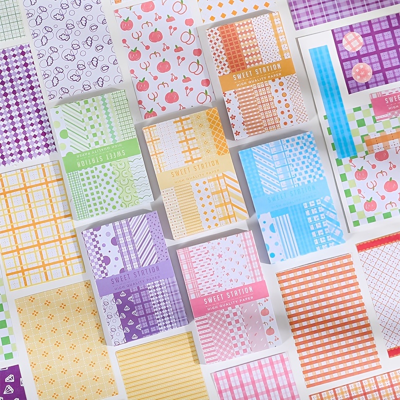 Sweet Series Ledger Stickers Non-sticky Cute Plaid Set Material Paper ...