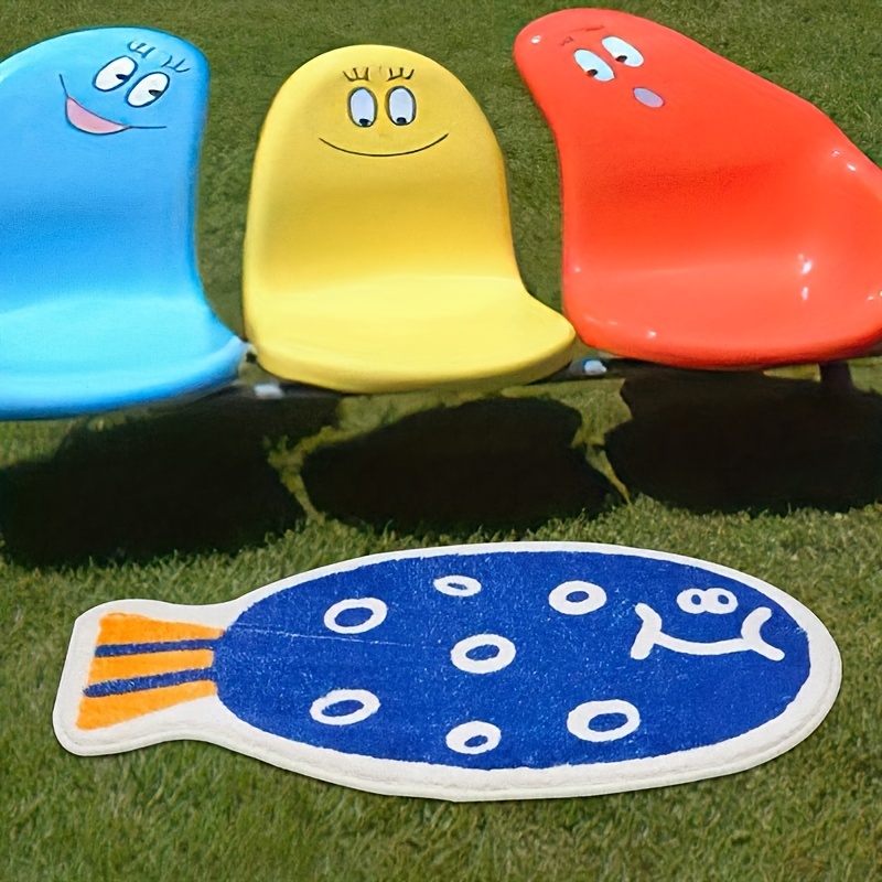 Cute Blue Pufferfish Pattern Floor Mat, Non-slip, Stain-resistant And ...