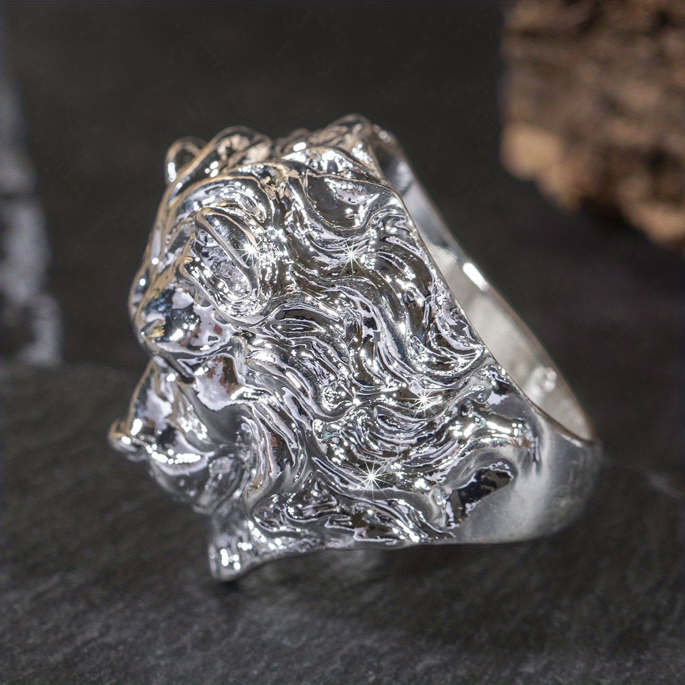 Silvery Exquisite Lion Head Creative Trendy Street Hip Hop - Temu ...