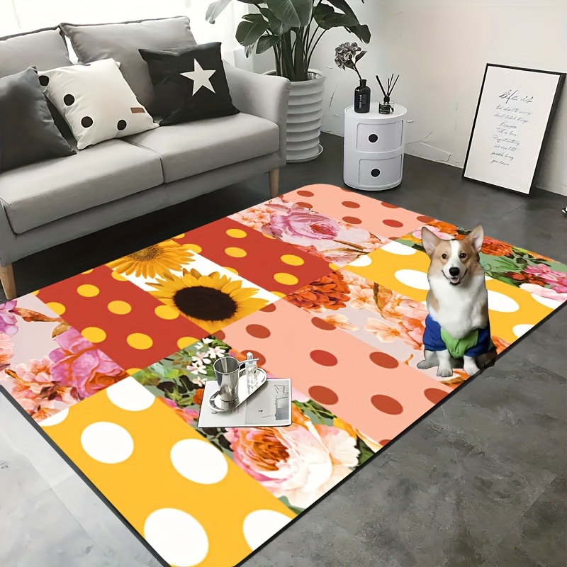 Chic Puzzle Design Rug Romantic Rose Motif Throw Carpet - Temu Ireland