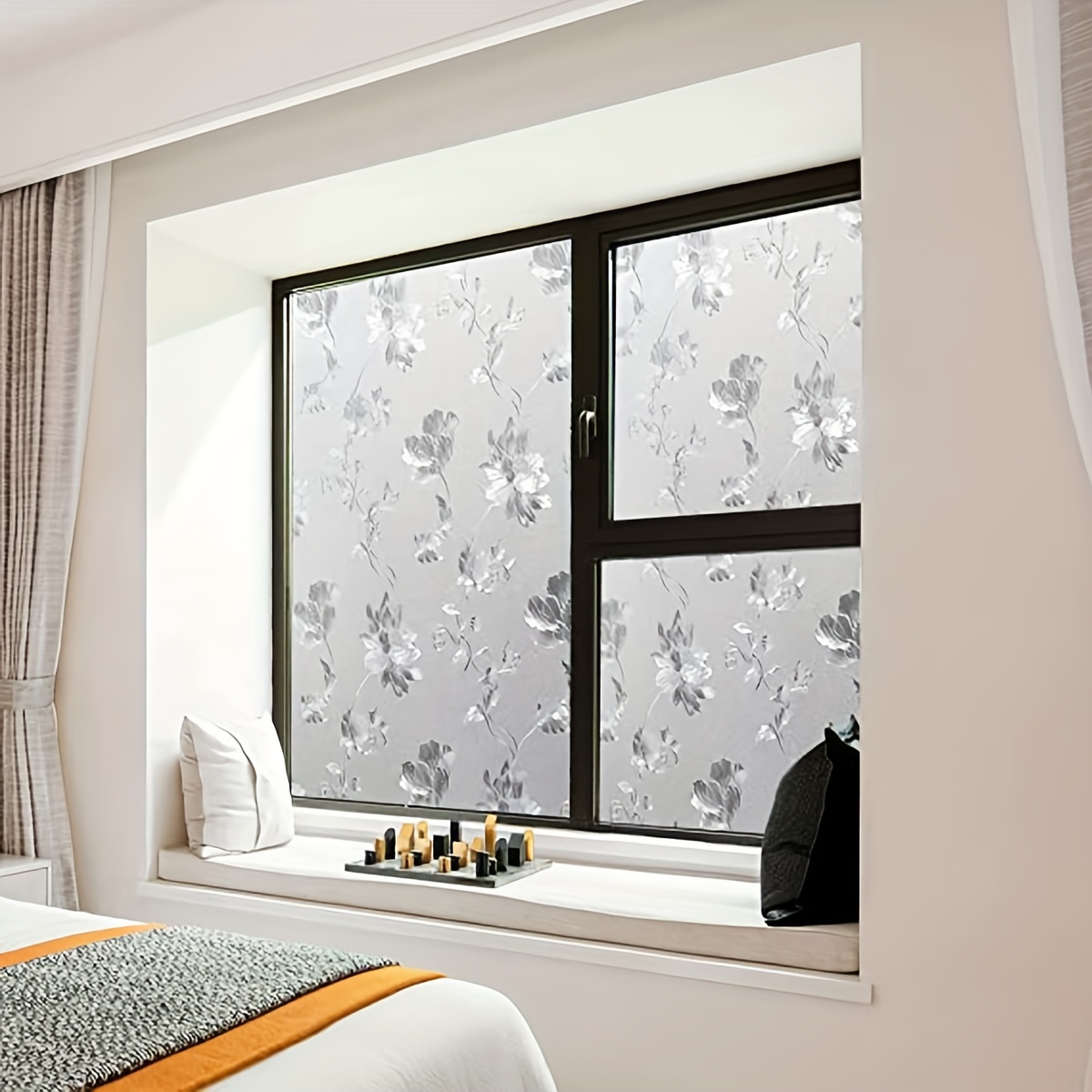 Hibiscus Flower Glass Window Film Window Stickers Privacy - Temu