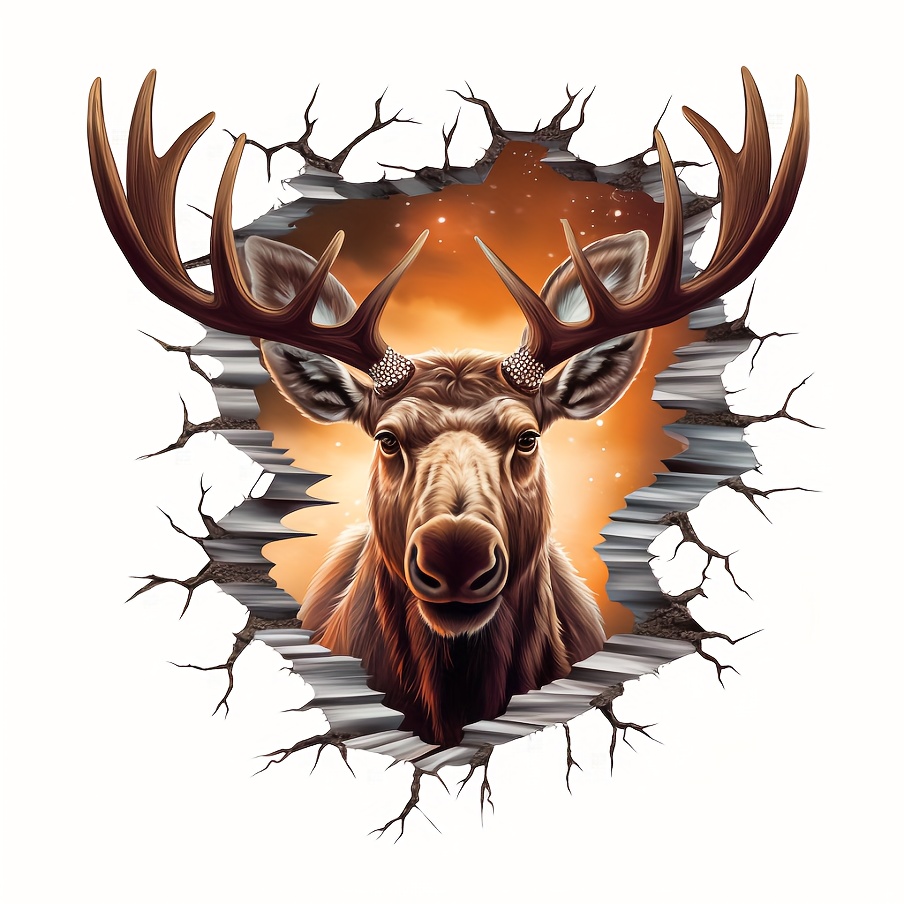 4in13d moose crack hole wall stickers birthday gift - Temu Ireland