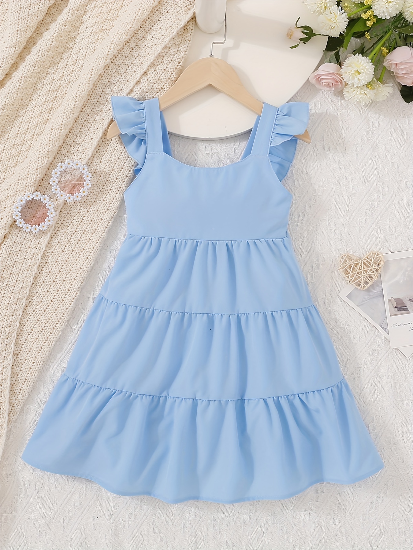 幼児 赤ちゃん 女の子 かわいい フライング スリーブ サスペンダー ドレス キッズ キャミドレス Temu Japan