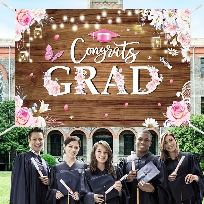 Graduation Party Background Banner Class 2024 Flowers Wood - Temu Canada