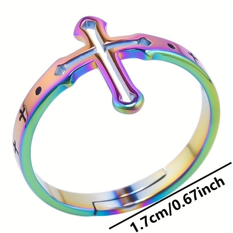 Minimalist Style Ring Retro Cross Design Made Stainless - Temu United ...