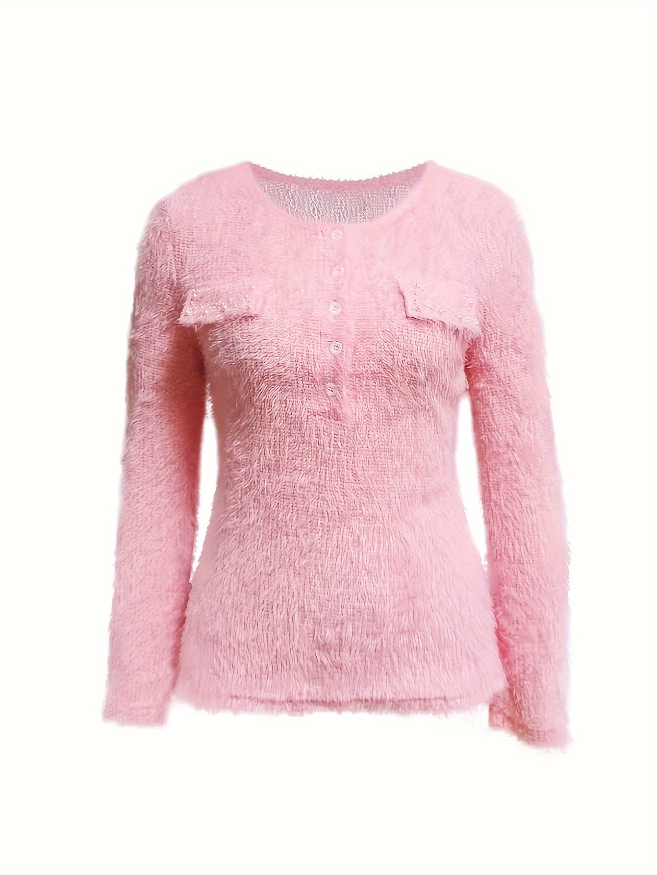 Solid Button Front Blouse Casual Long Sleeve Blouse Spring - Temu ...