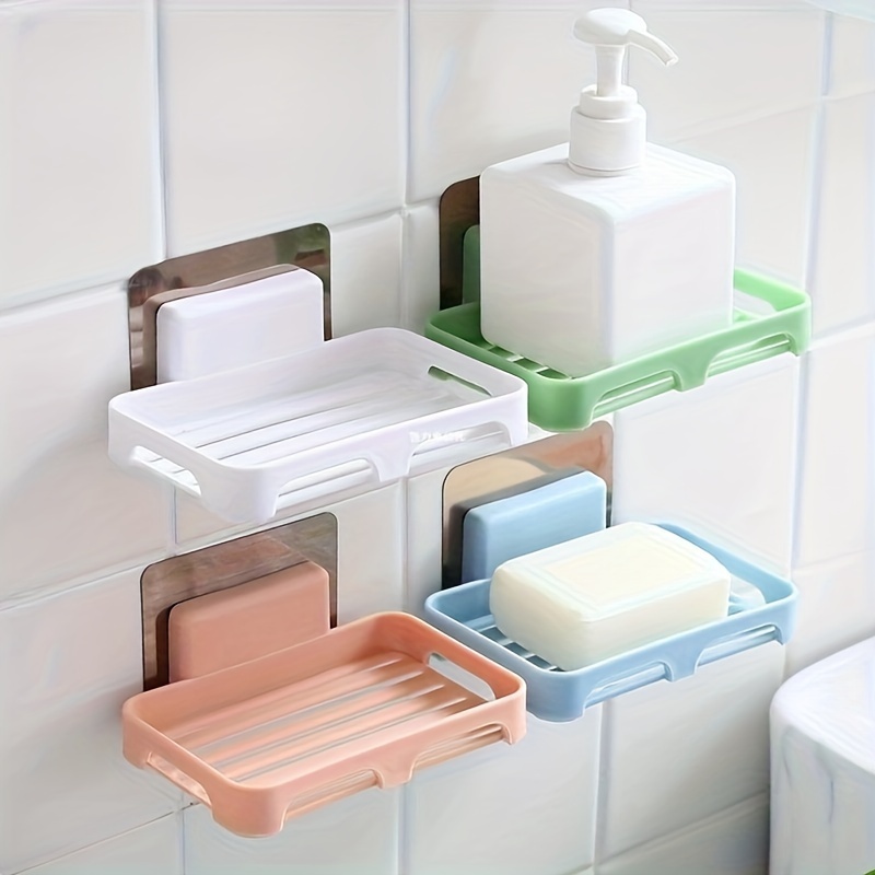 Wall Mounted Soap Holder Plastic Soap Rack Punch free Drain - Temu ...