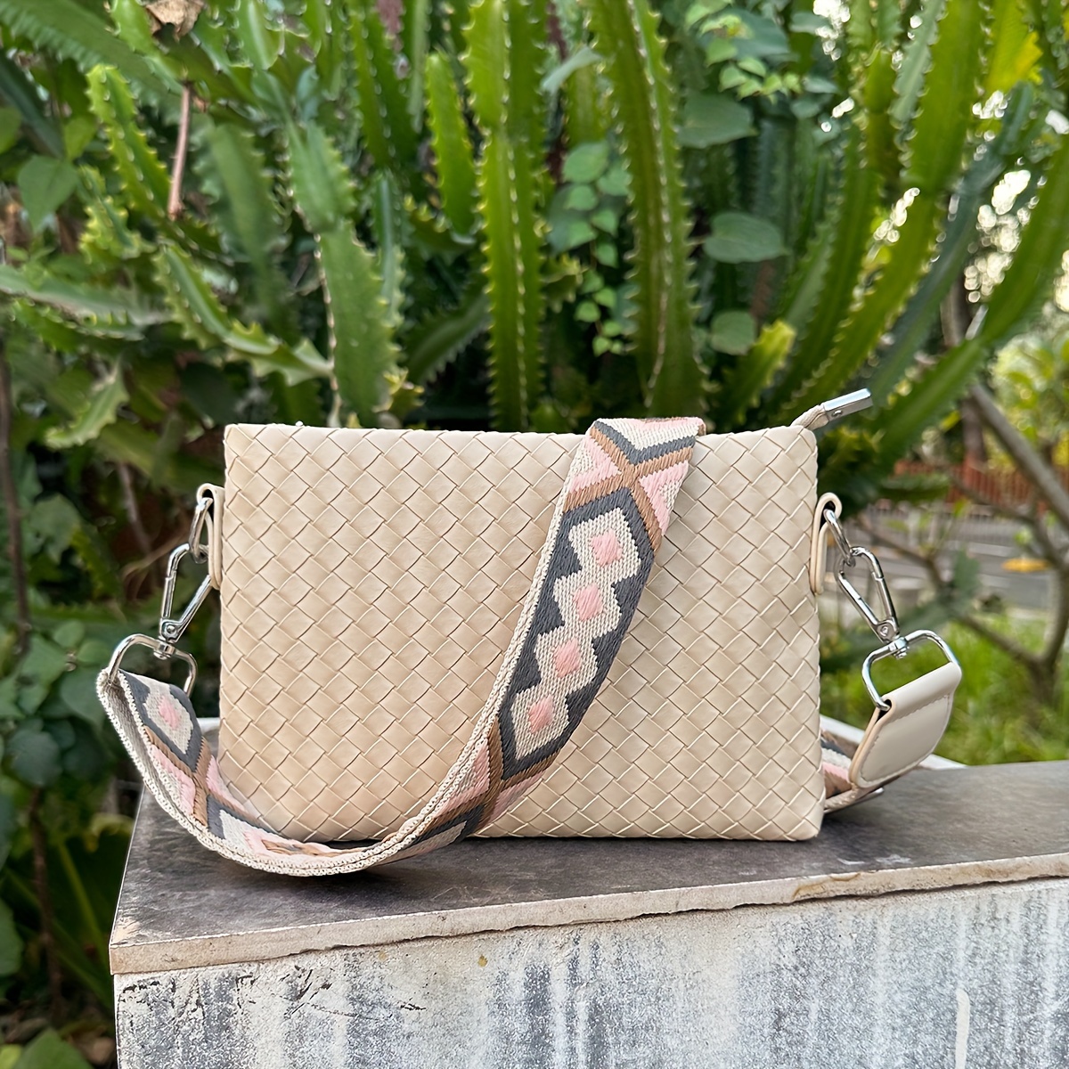 Fashion Woven Crossbody Bag Trendy Solid Color Shoulder Bag - Temu ...