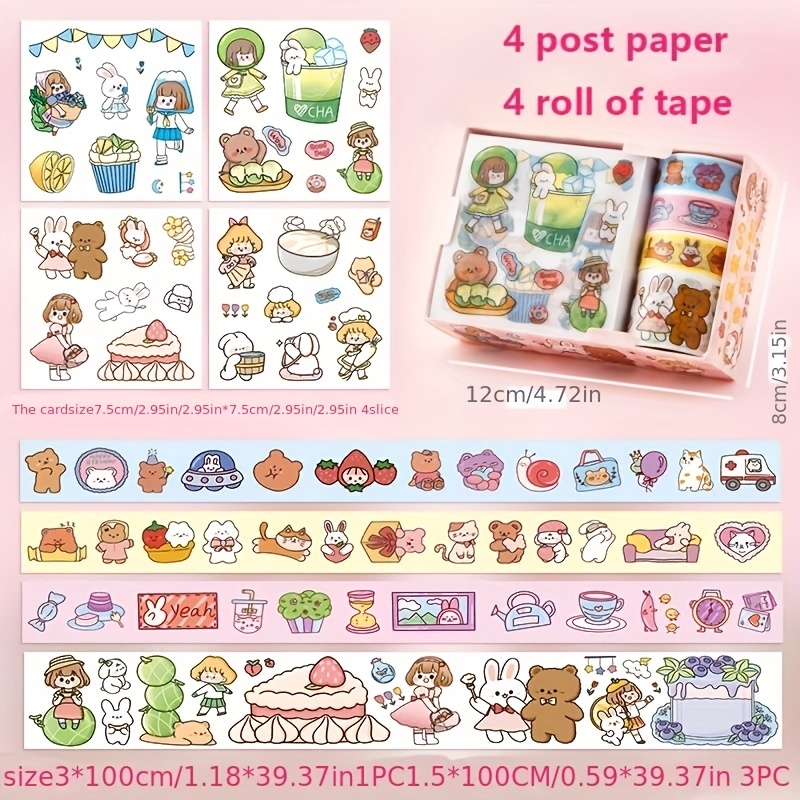 Cute Tape Stickers Gift Box Set Journal Fresh Material - Temu Australia