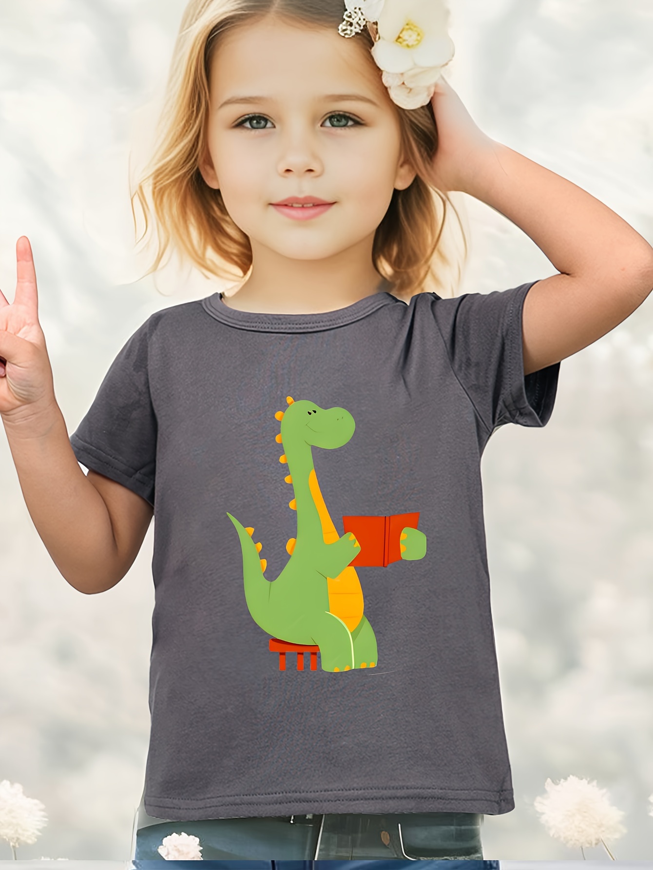 Graphic Short Sleeve T Shirt 100 Cotton Girls Comfy Temu Australia