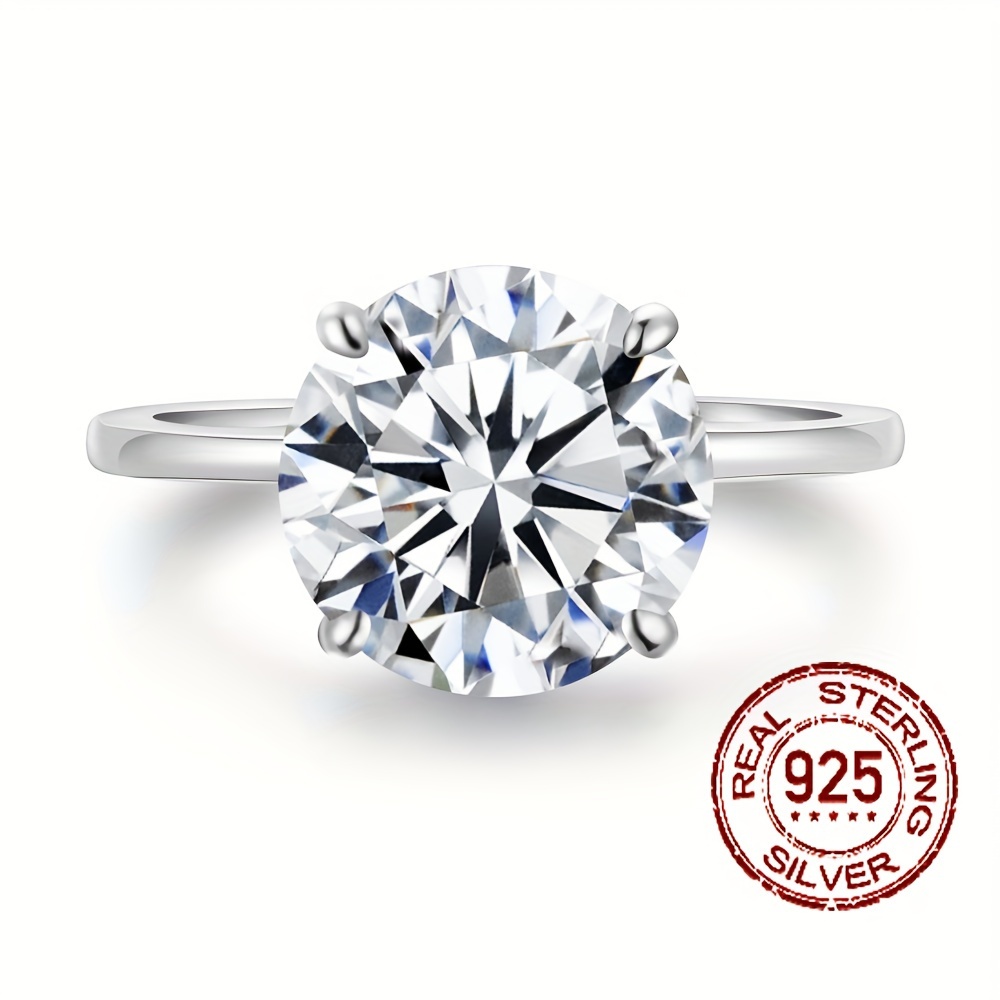 925 Sterling Silver Solitaire Ring Paved Shining Zirconia - Temu United ...