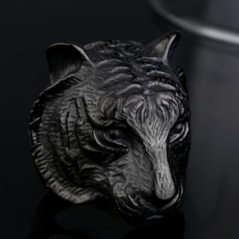 Classic Tiger Head Men's Ring Fashion Punk Style Rock Party - Temu ...