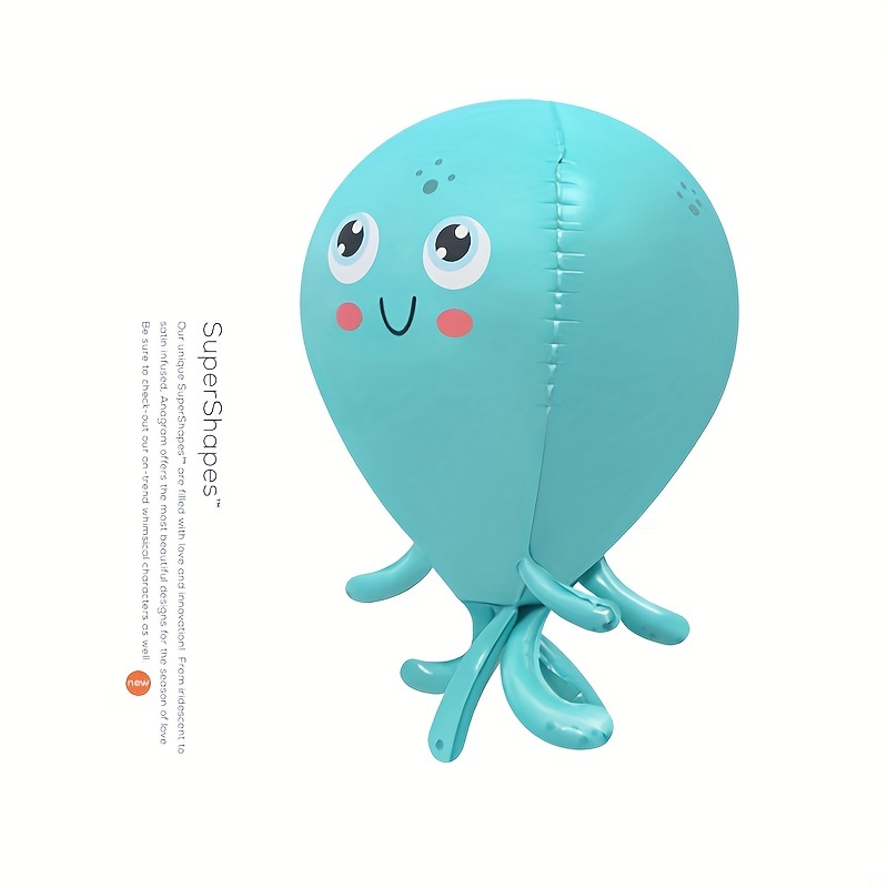 1pc party decoration props toy photo balloon 4d three marine octopus ...