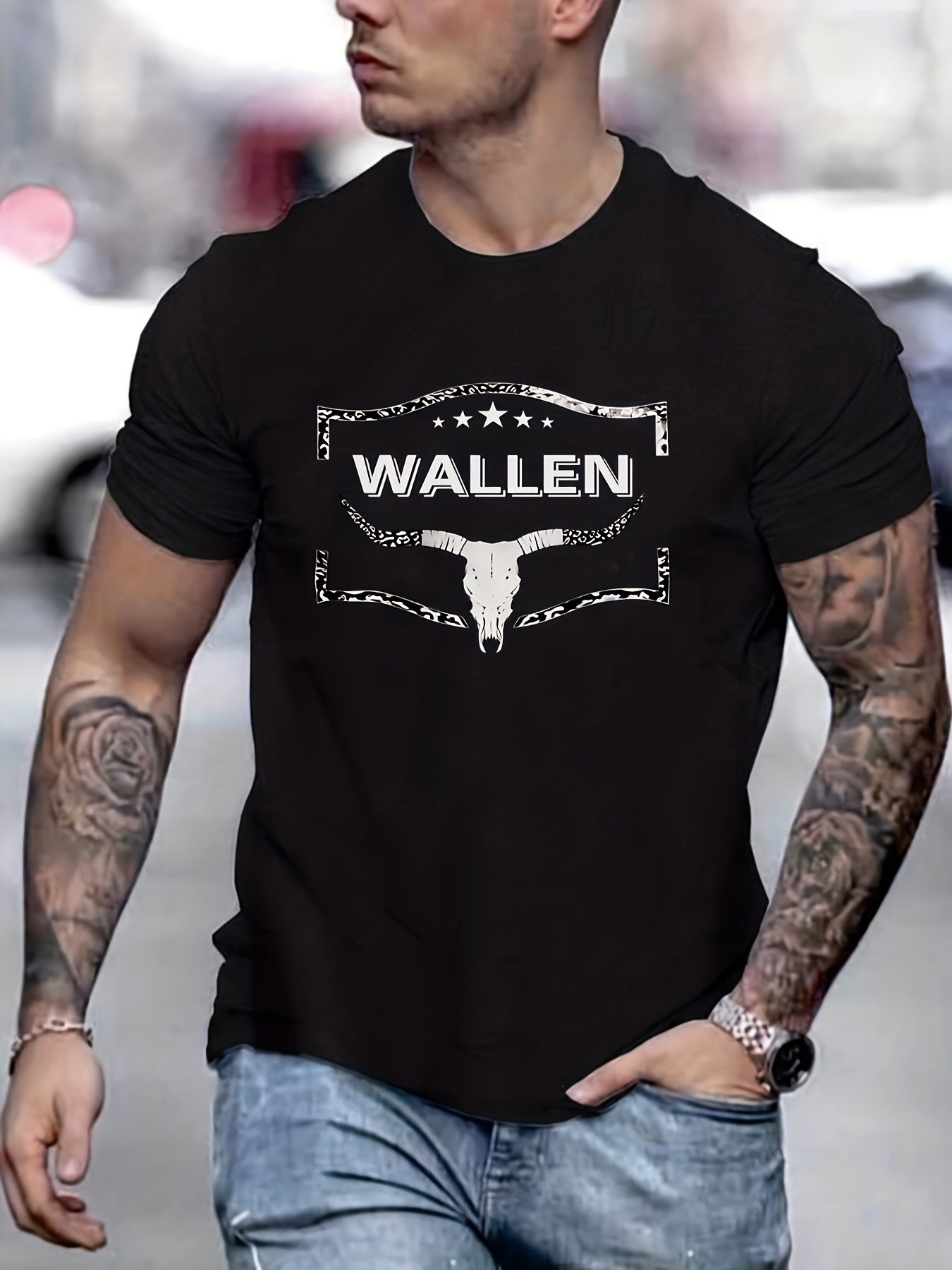 牛頭柄 Tシャツ メンズ ストリート スタイル ネック Tシャツ 夏用 Temu Japan