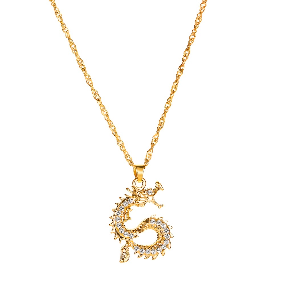 Chinese Style Zodiac Year Pendant Necklace Inlaid Shiny Faux - Temu ...
