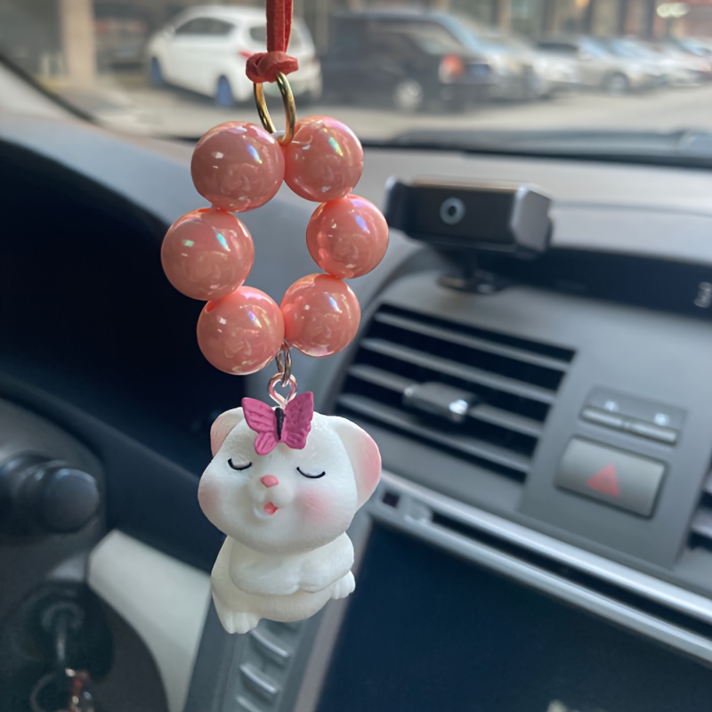 Cute Rabbit Car Ornament Creative Car Interior Rearview - Temu Canada