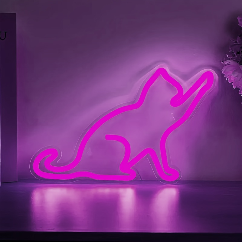 Neon Sign Cat Warm Light Shape Usb Interface Hanging Wall - Temu Portugal