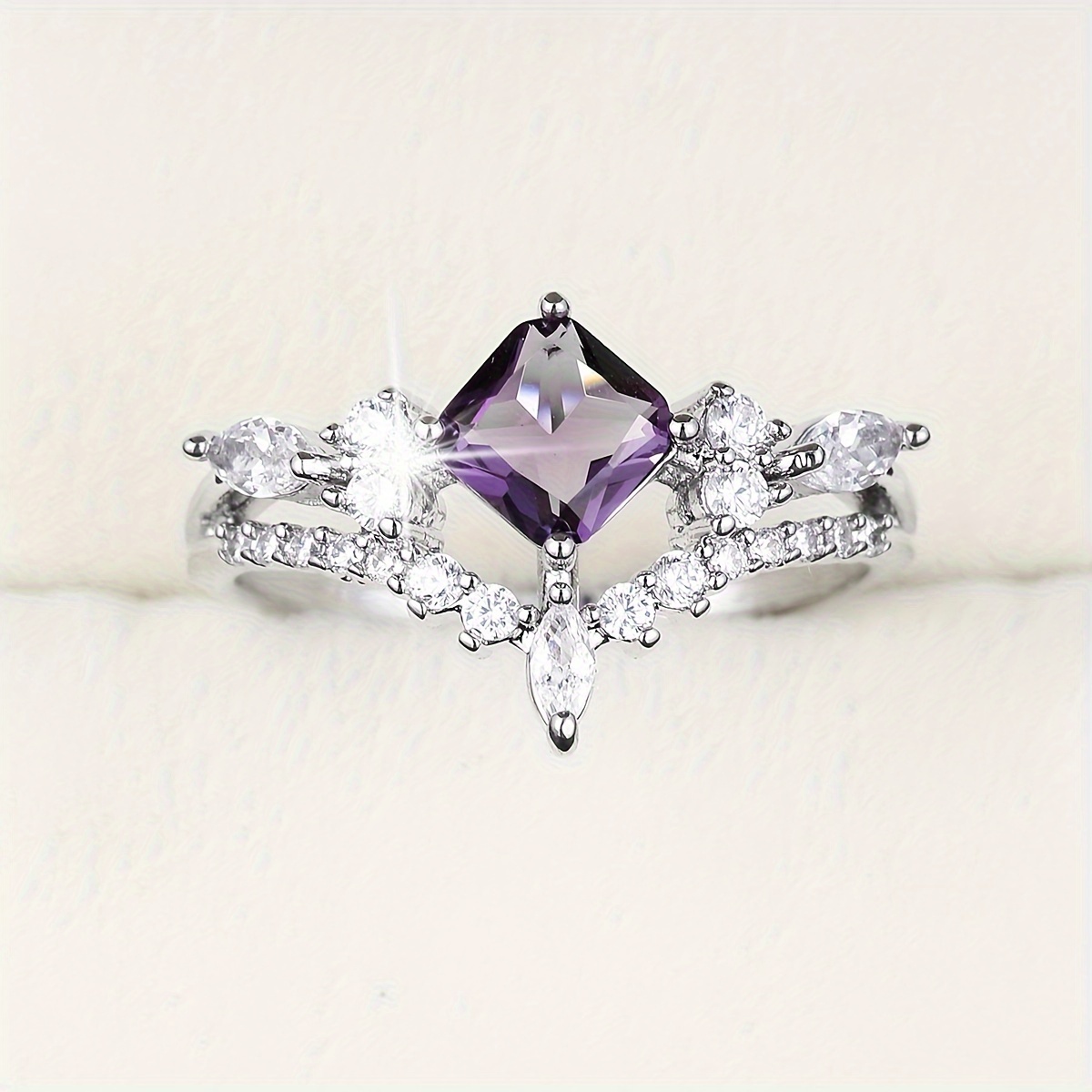 Elegant Ring Sparkling Crown Design Paved Shining Zirconia - Temu ...