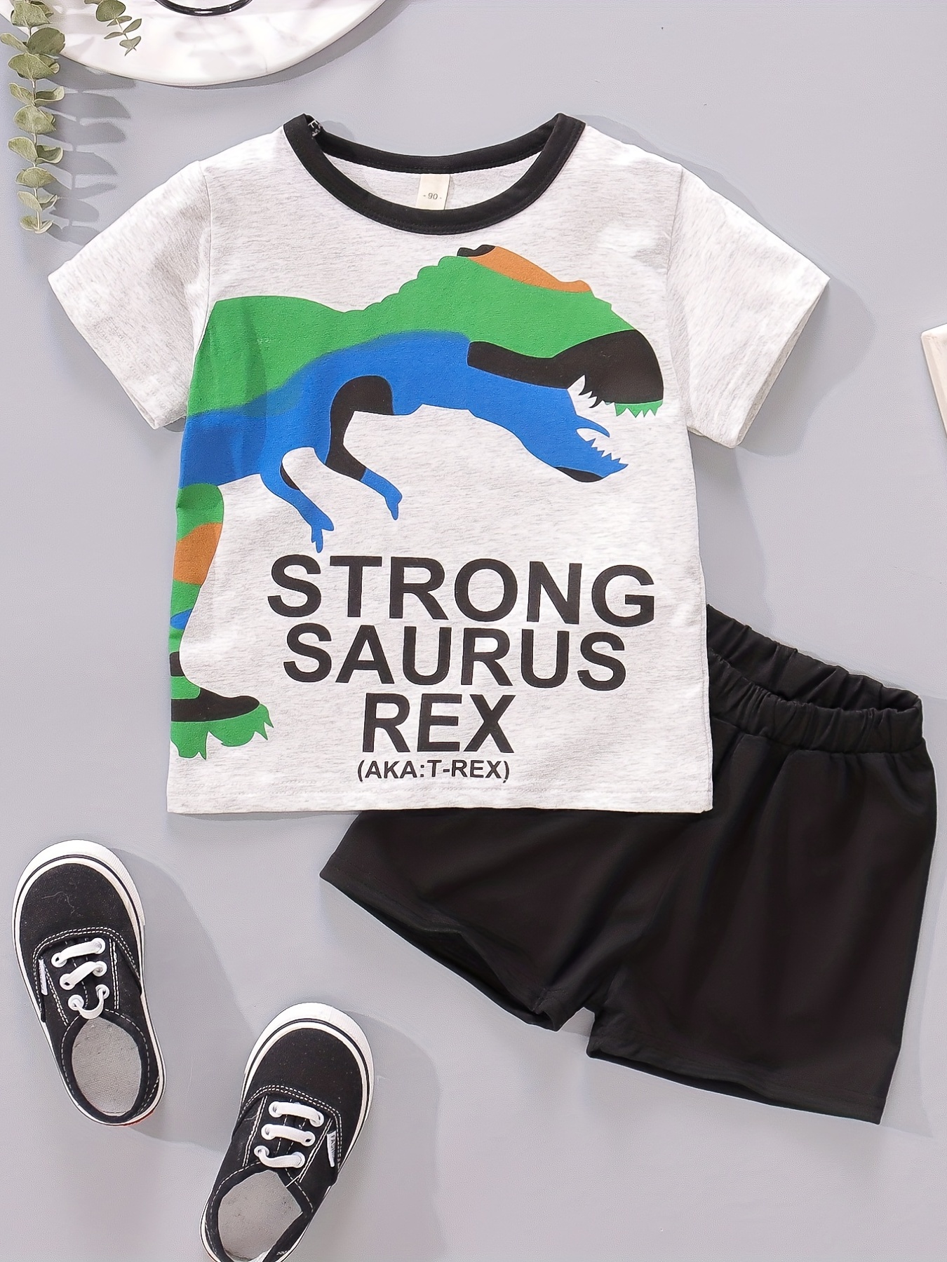 幼児男の子コットン恐竜プリント Tシャツ マッチングショーツ クルーネック半袖トップ Tシャツボトムスセット子供服夏 Temu Japan
