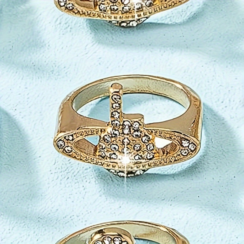 Chic Ring Sparkling Planet + Letter Design 18k Plated U Got - Temu ...